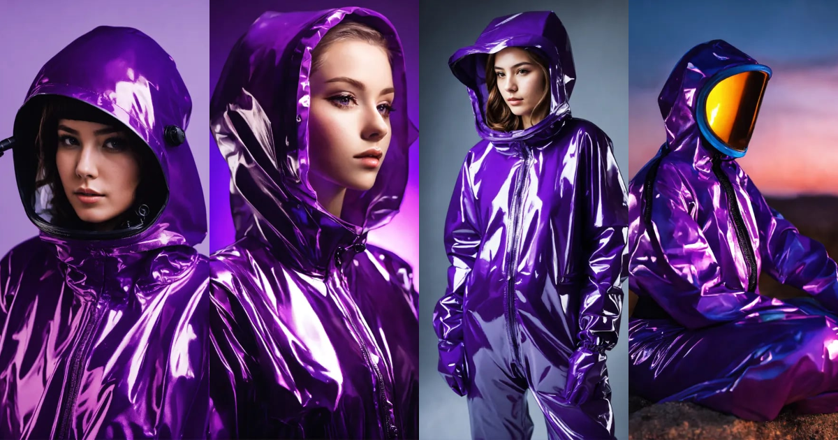 Lexica - Girl in glossy purple hazmat suit