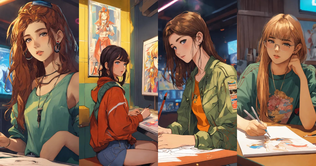 Lexica - 18-year-old girl draws a picture. 18-year-old b boy draws a ...