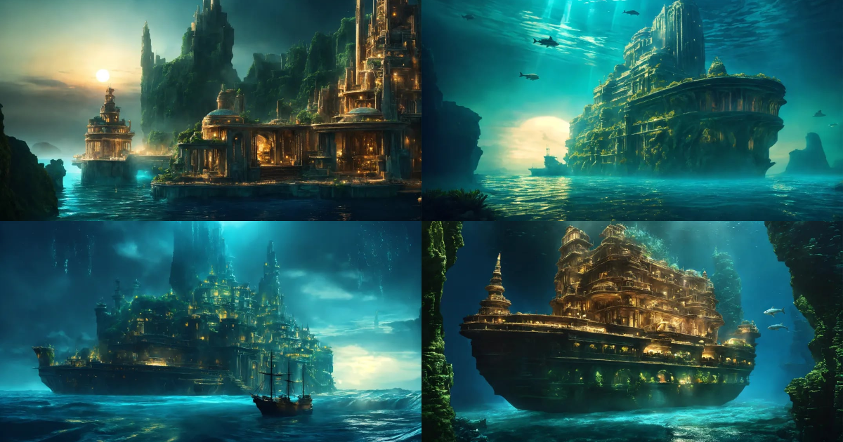 Lexica - Mysterious deep-sea Atlantis civilization photorealistic rendering