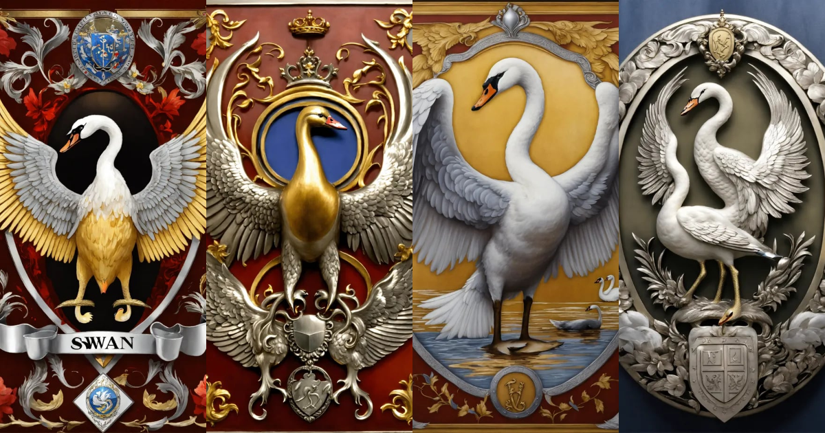 Lexica - Heraldry coat of arms for a swan, art neavou, silver swan