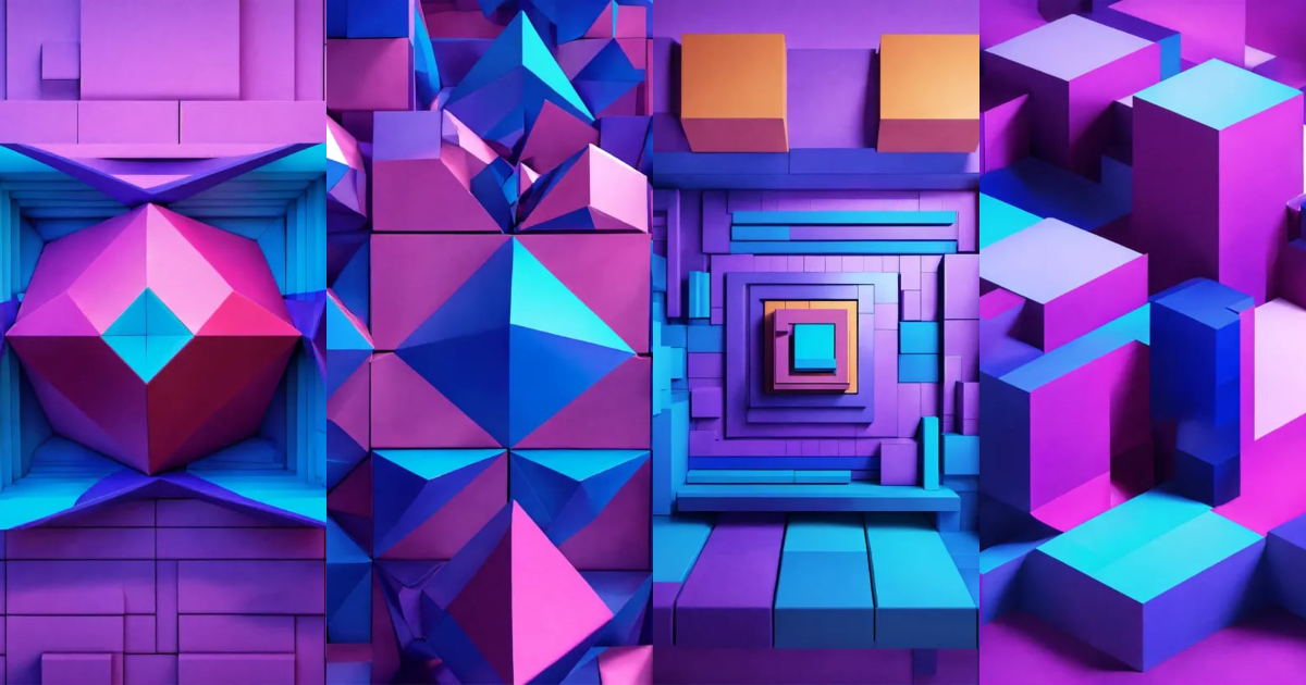 Lexica - Purple and blue 3D ABSTRACT GEOMETRIC PATTERN center figure blocks