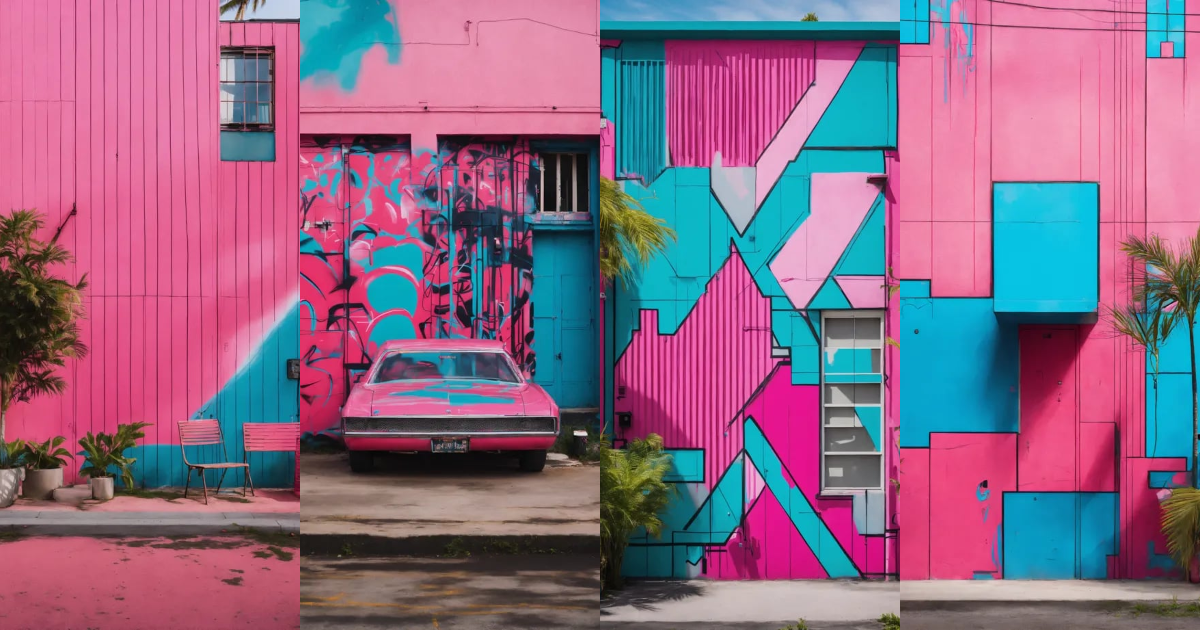Lexica - Flashy wall graffity with pink and miami blue touch