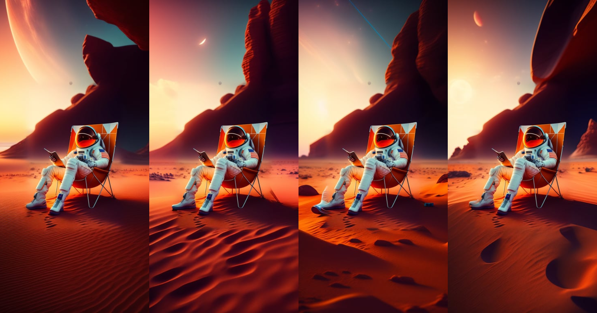 Lexica - An astronaut resting on mars in a beach chair, vibrant ...