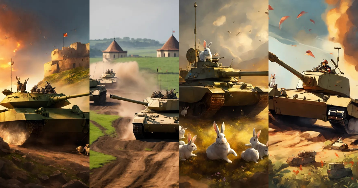Lexica - A force of rabbits on tanks storms a fortress