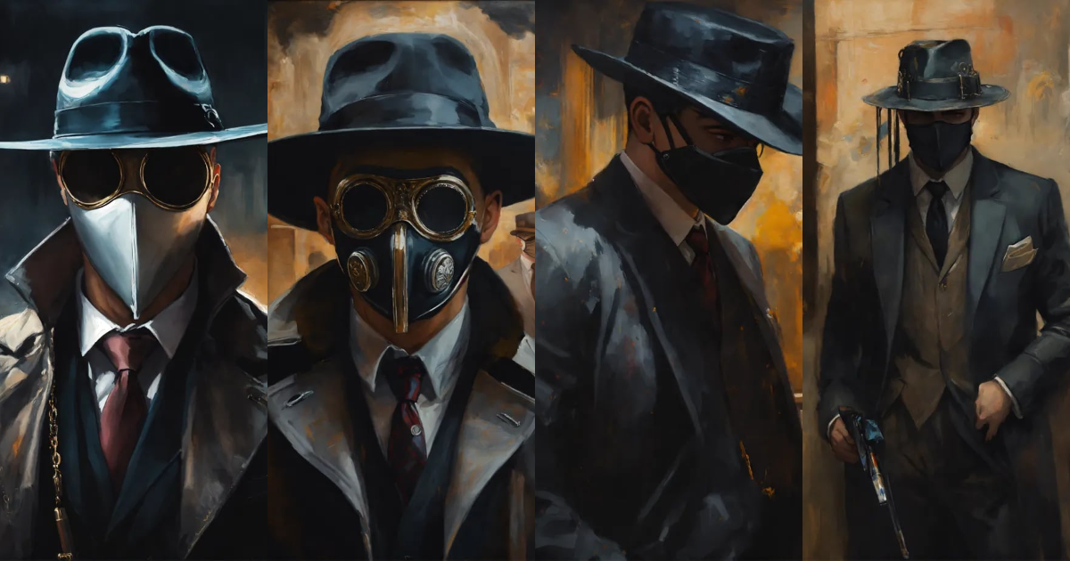 Lexica - Mysterious man hiding behind a plague mask, mafia, mafia hat ...