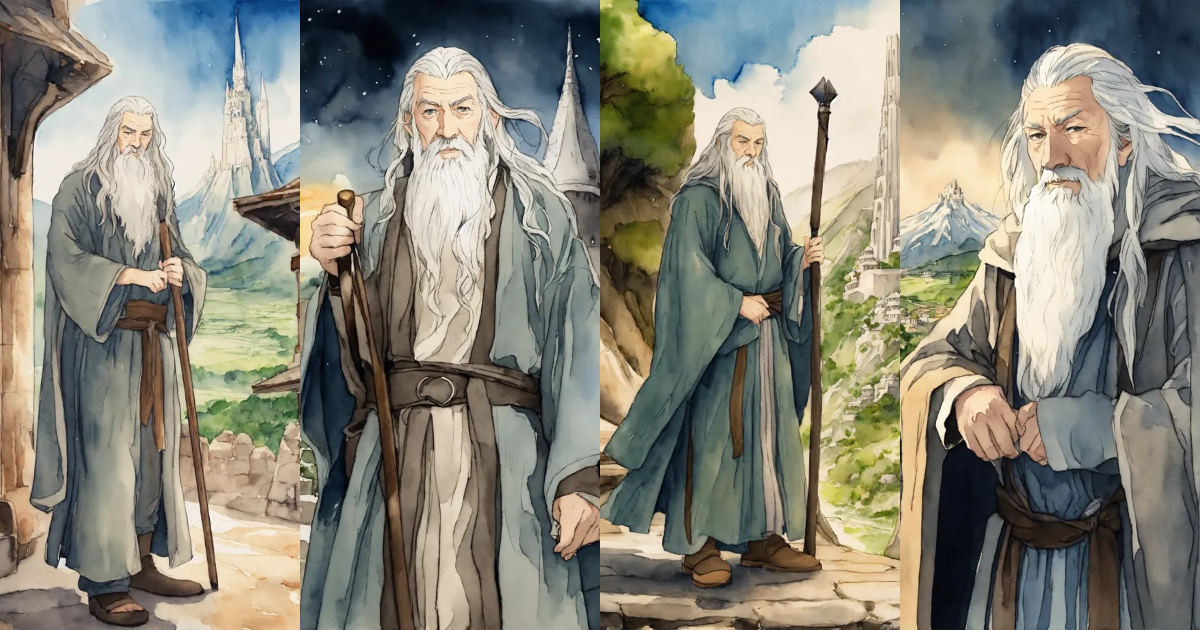 Lexica - Gandalf with from LOTR with grey robes in naruto anime drawing ...