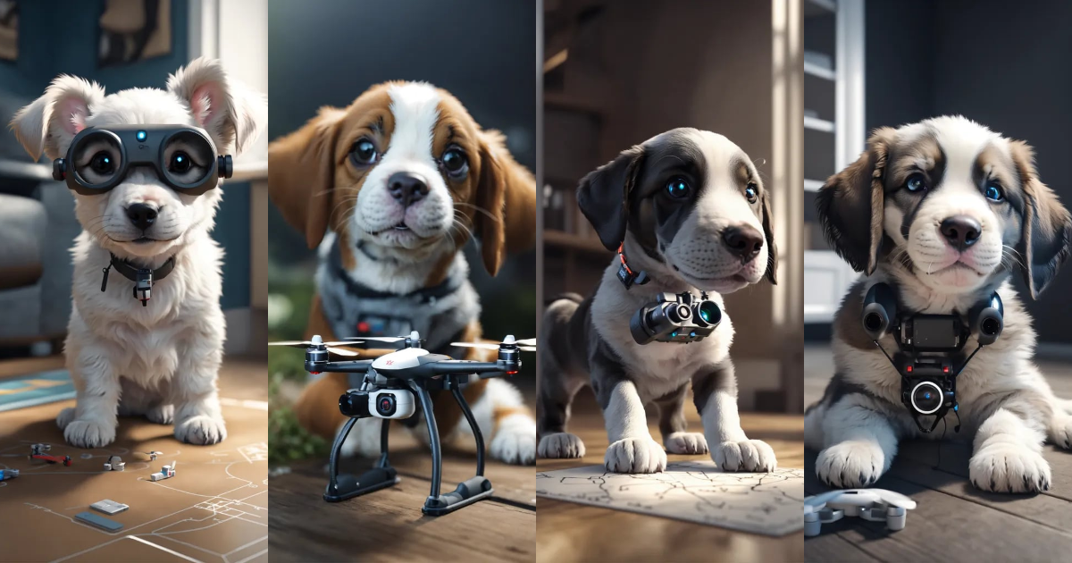 Lexica - A playful puppy using a drone, doing math, stunning unreal ...