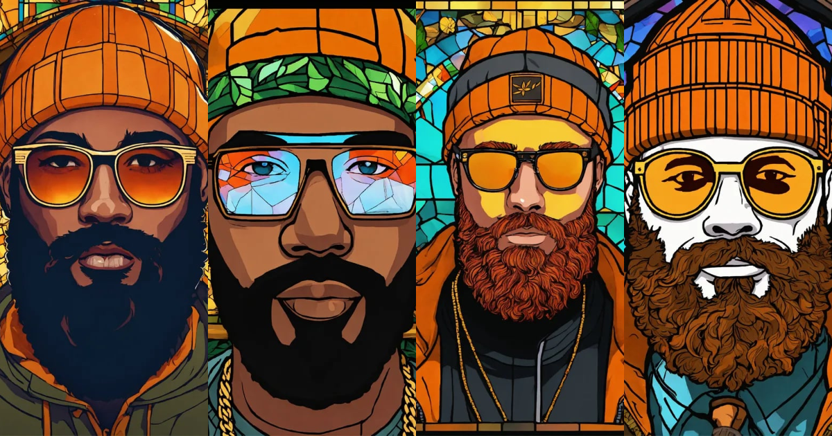 Lexica - HD, 4K, Background is a stained glass with images in the ...