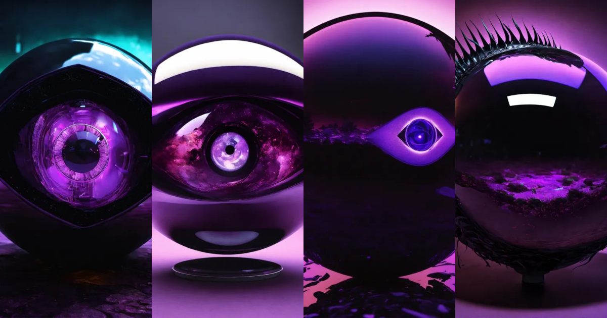 Lexica - Fish eye 3d Digital art Black purple strange object odd shape ...