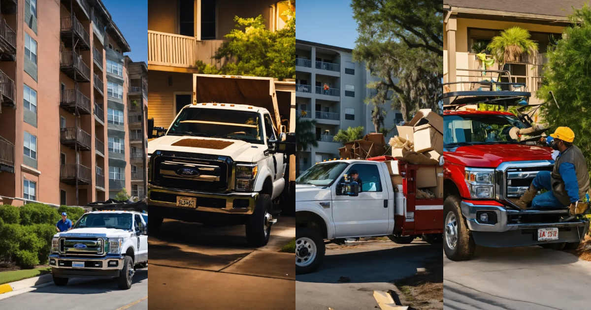 Lexica - A white man driving a ford f350 doing junk removal from ...