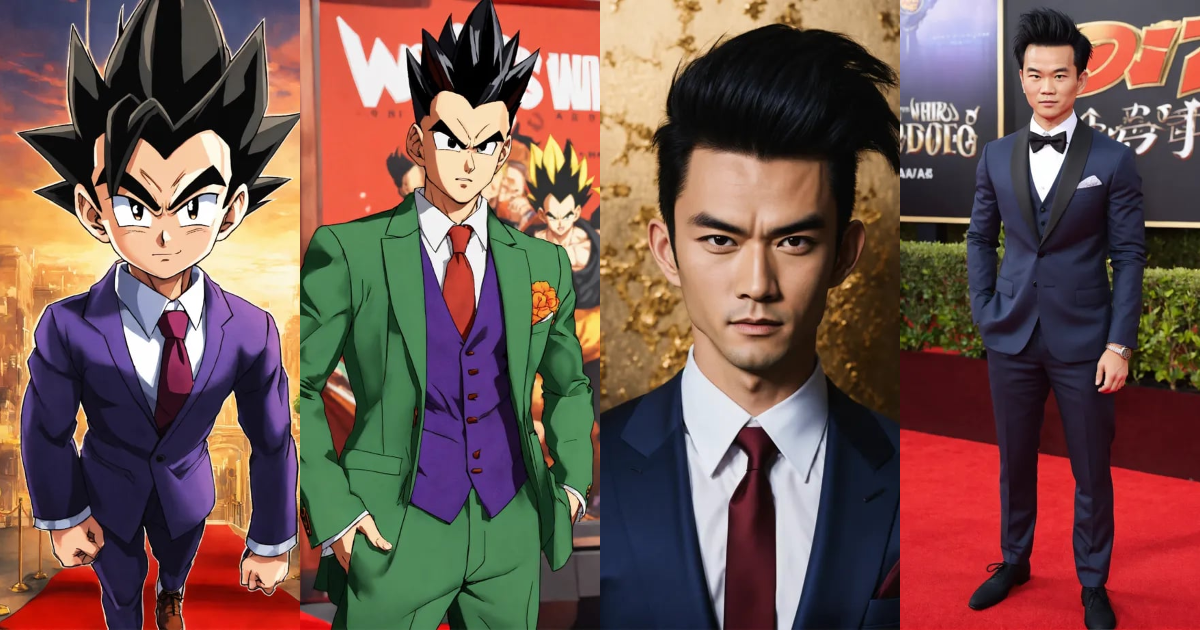 Lexica - Gohan from DBZ dressed up in a suit and tie for the red carpet.