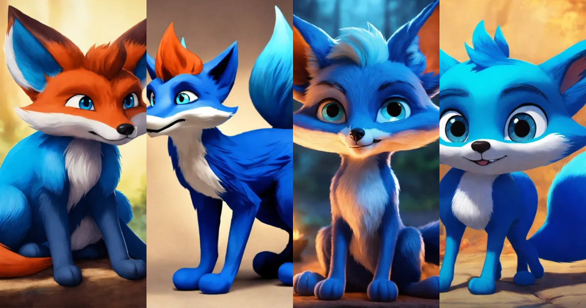 Lexica - The cunning and devilishly imp-like blue animated cartoon fox ...