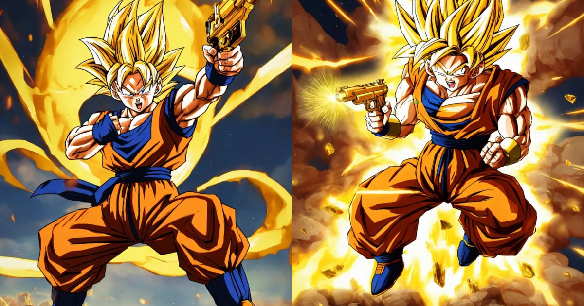 Lexica - Dragon ball z goku with a golden gun