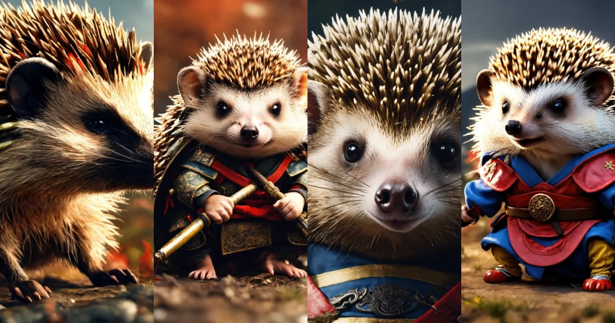 Lexica - Hedgehog samurai. Battlefield. Hyper realistic.