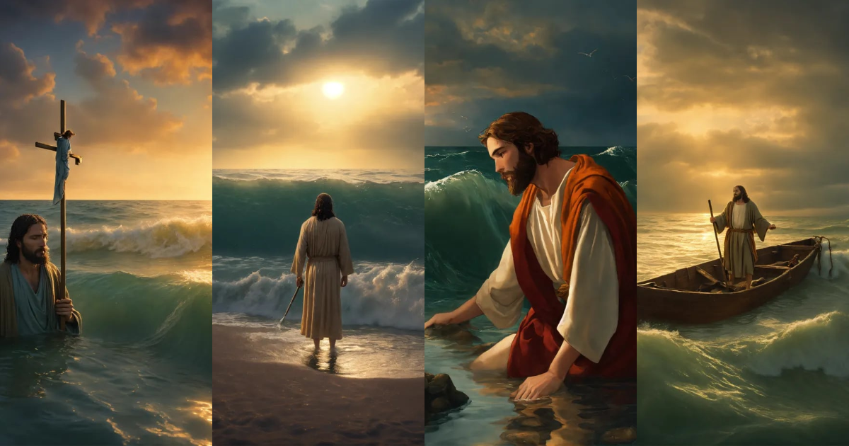 Lexica - Peter drowns in the sea and jesus saved him