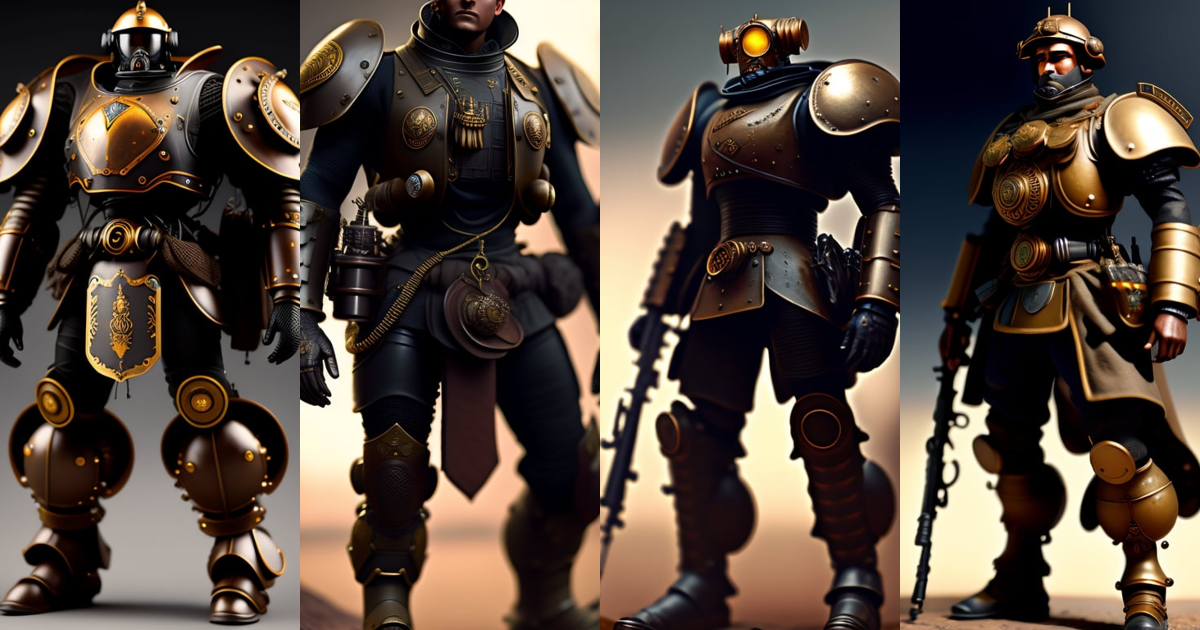 Lexica - Full-body portrait of a heavily armored mech WWI soldier ...