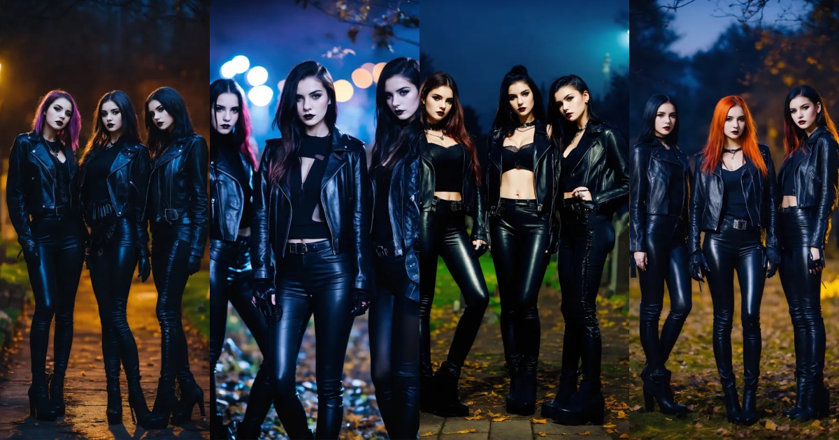 Lexica - Three stunning young gothic girls posing in the graveyard ...