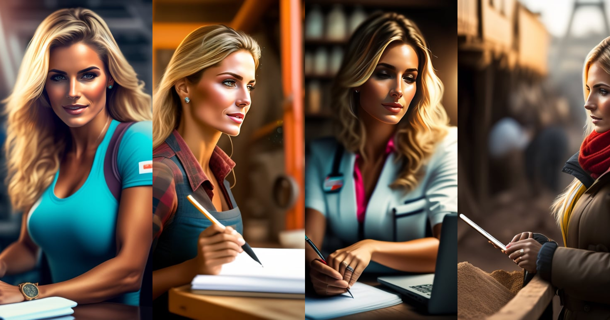 Lexica - Mujer rubia trabajando con el celular