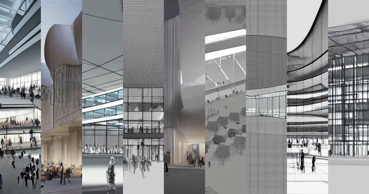 Lexica - Section plan of cultural centre designed by OMA, big foyer ...