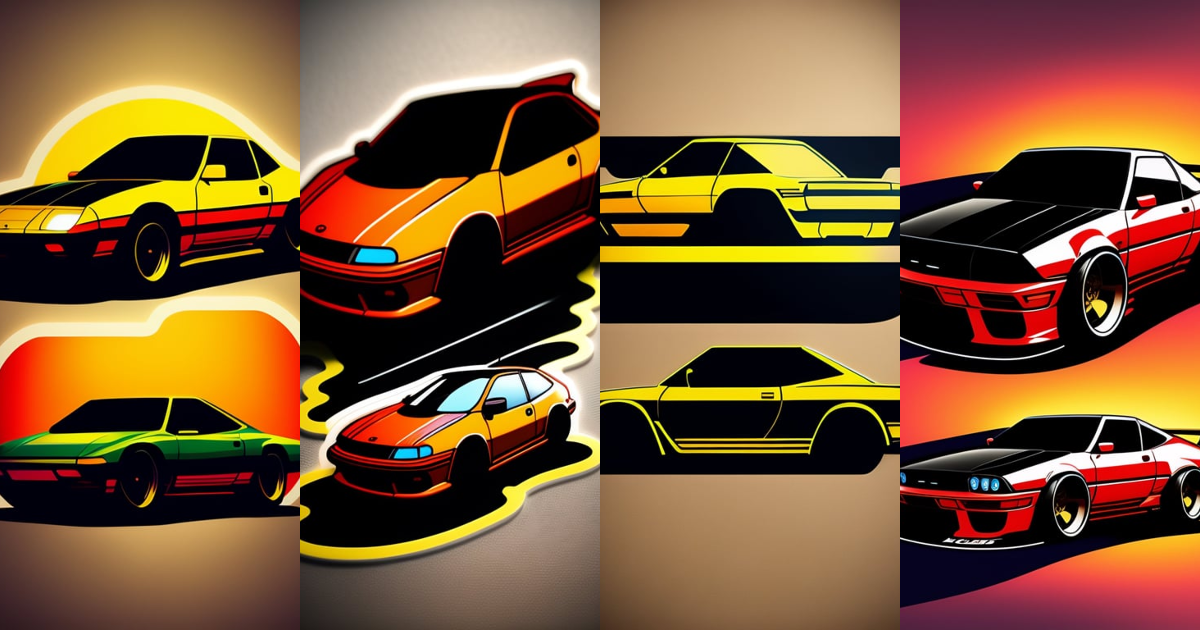 Lexica - Cartoon JDM car , sticker, initial d anime style, solid ...