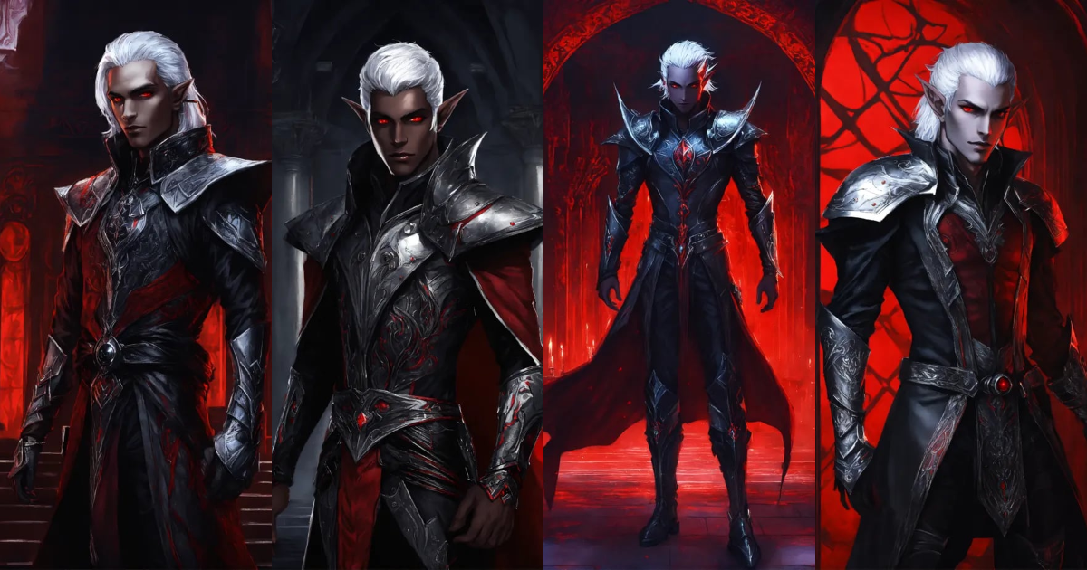 Lexica - Drawing of a dark elf, royalty, sci fi, black and crimson ...