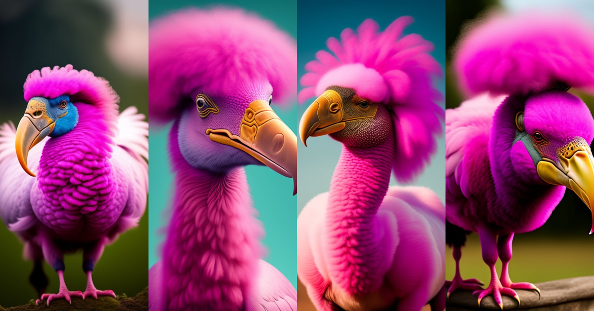 Lexica - A dodo with pink afro hair