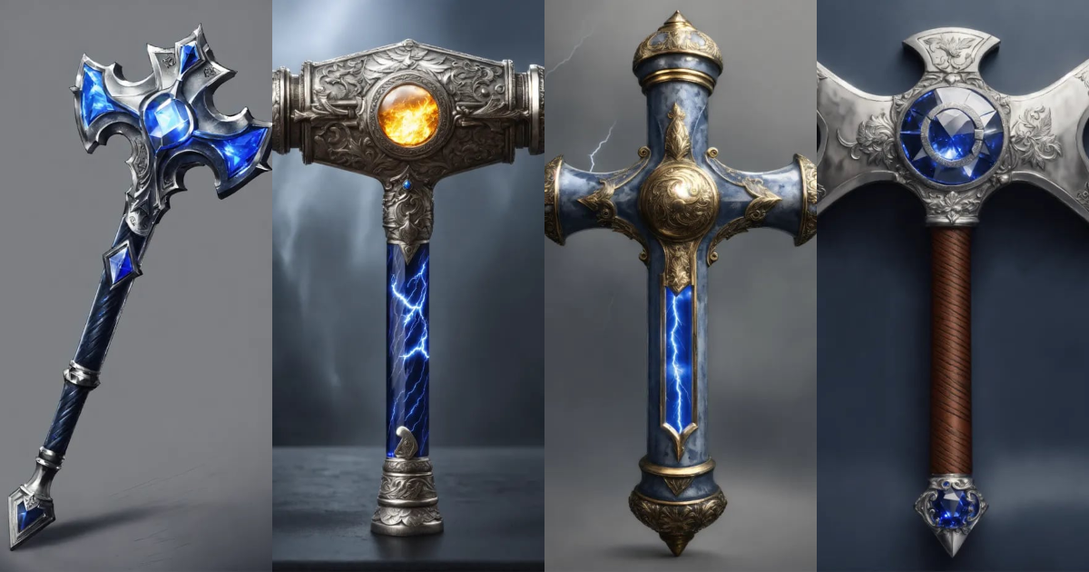 Lexica - Lightning Great Hammer , Weapon , sapphire and Silver , extra ...