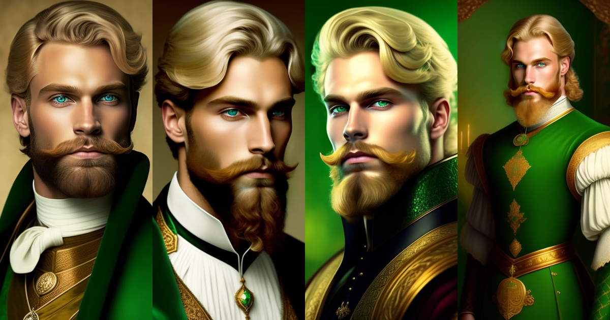 Lexica - Blond man with green eyes human prince of the victorian ...