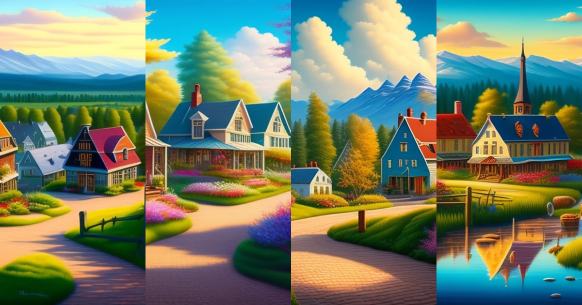 Lexica - Town in spring, by charles wysocki, detailed, 8k, flowers, colors