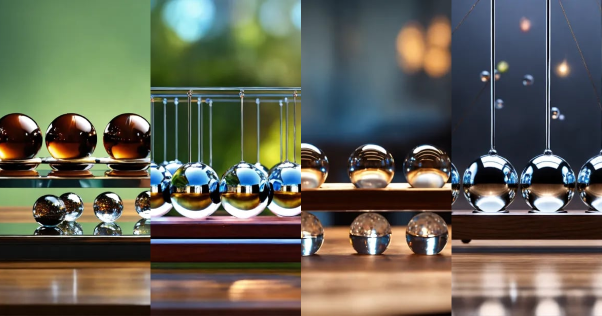 Lexica - Five crystal balancing balls newtons cradle, one pouncing ball ...