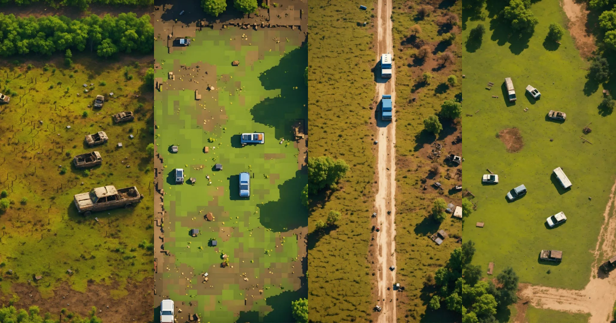 Lexica - Top down close up simple blocky pixel image of an empty post ...