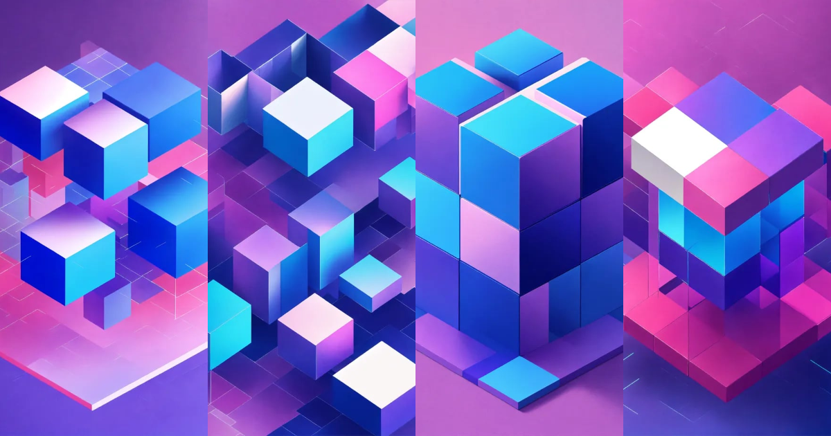Lexica - Isometric blocks, retangular 3D cross shape, blue color ...
