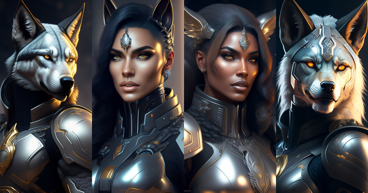 Lexica - Portrait painting of a cybernetic grey werewolf with power ...