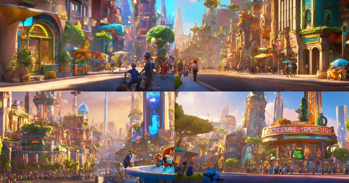 Lexica - A zootopia metropolis with bright colors, talking animals ...