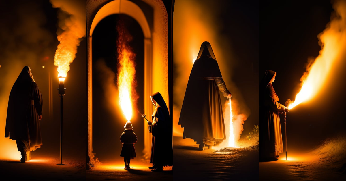 Lexica - Black background, A torch burning in the middle of the ...