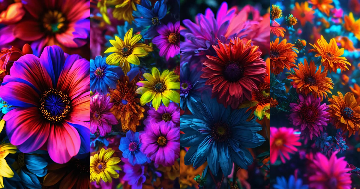 Lexica - Flowers background, fluorescent flower,, colorfull , hippie ...