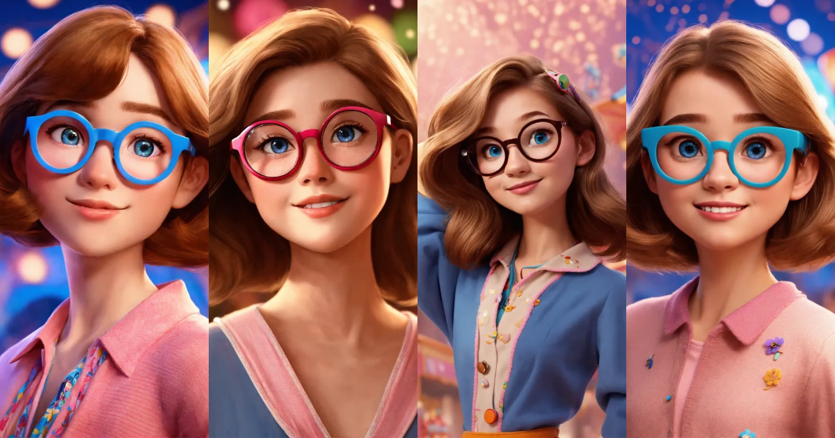Lexica - Pixar character, straight light brown hair, blue eyes, light ...