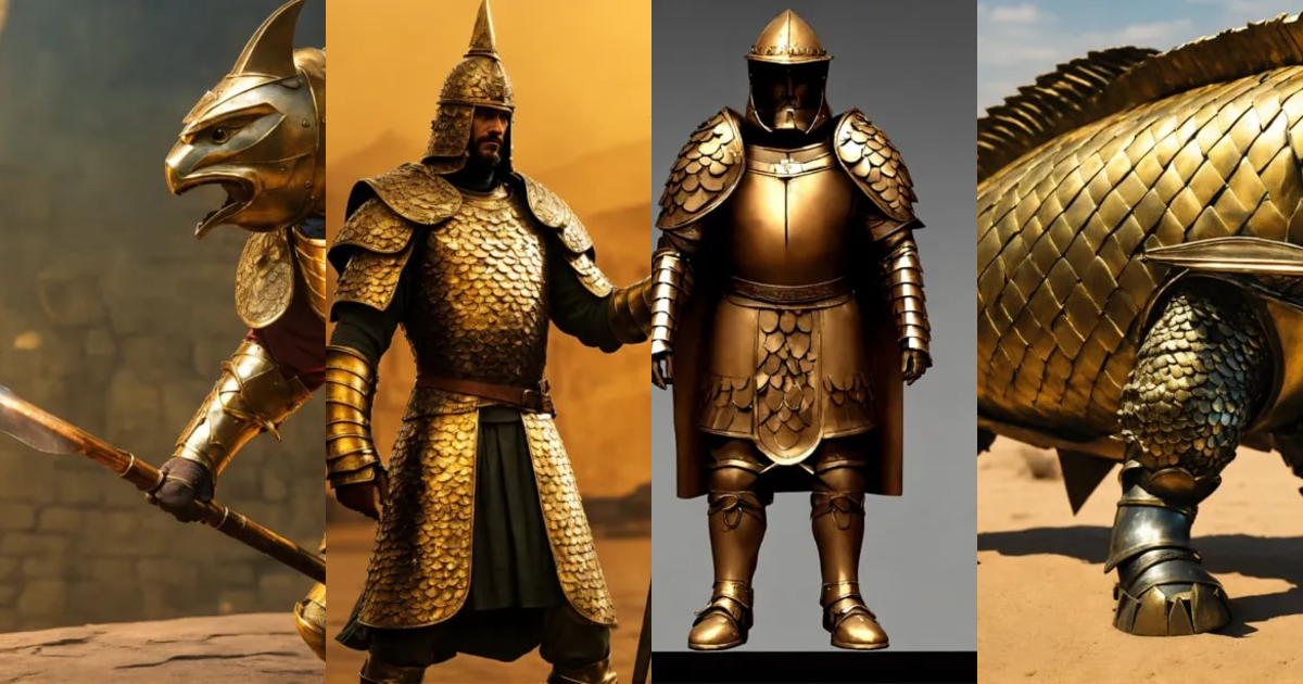 Lexica - Dangerous man cartoon, bronze-scaled coat of mail or armor ...