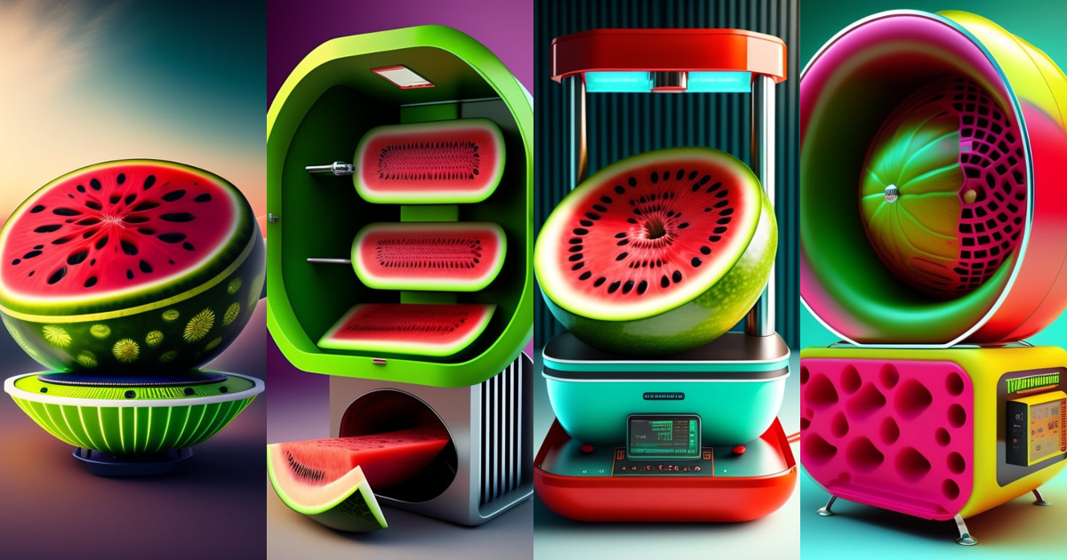 Lexica - Futuristic machine that eats watermelons