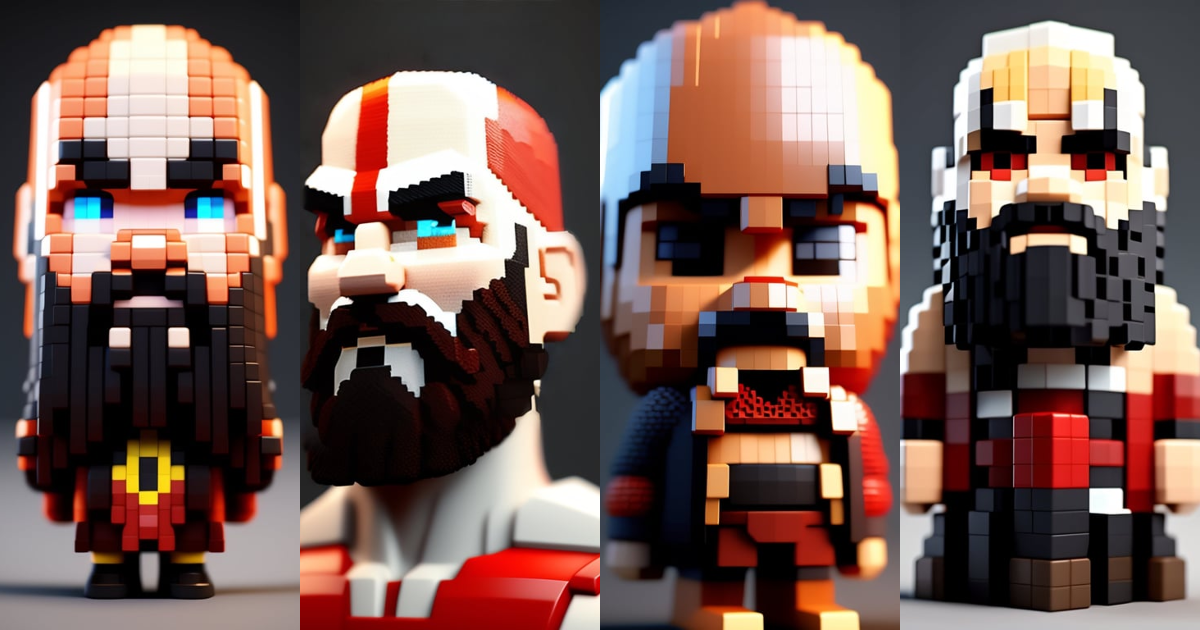 Lexica - Pixel art, unreal engine, voxel render, bobble head god of war ...
