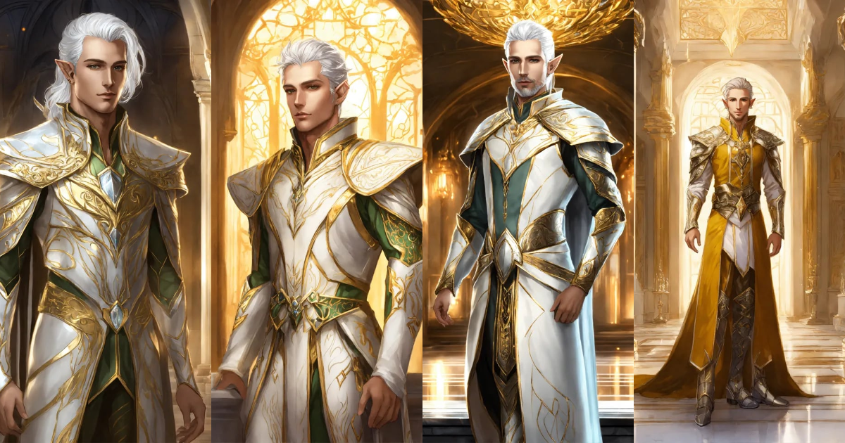 Lexica - Drawing of an elf king, royalty, sci fi, cybernetic, white and ...