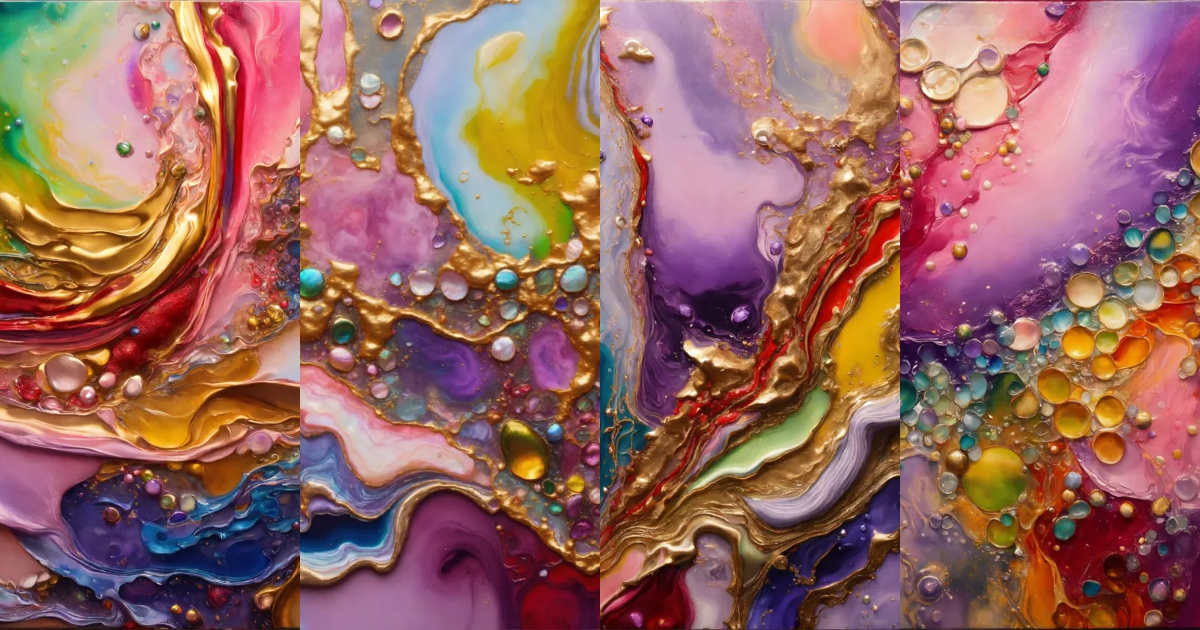 Lexica - Colorful abstract painting oil and water complex complicated ...