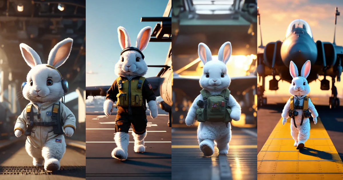 Lexica - A cute fluffy rabbit pilot walking on a military aircraft ...