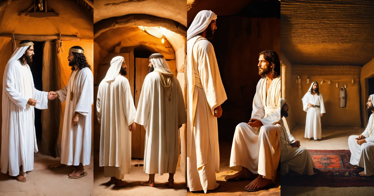 Lexica - Jesus christ meeting a doppelgänger, heavenly vibes, white ...