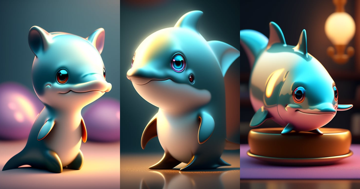 Lexica - Cute small dolphin, cartoon, unreal engine, cozy indoor ...