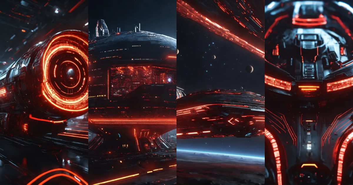 Lexica - Zoom out on a extra long black organic worm like space ships ...