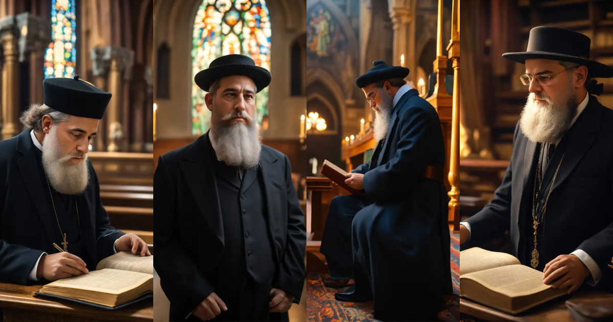 Lexica - A group of medieval Hasidic Jews from a medieval Jewish town ...