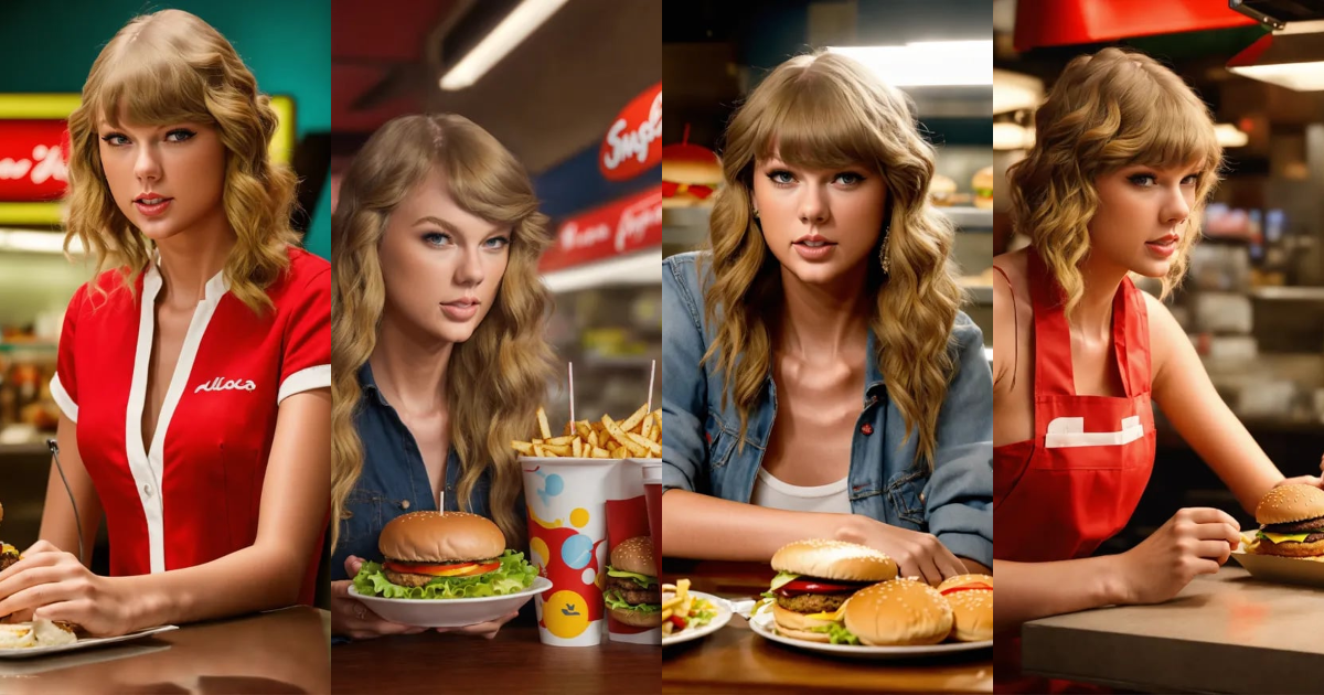 Lexica - Taylor Swift working fast food, ultra realistic lighting
