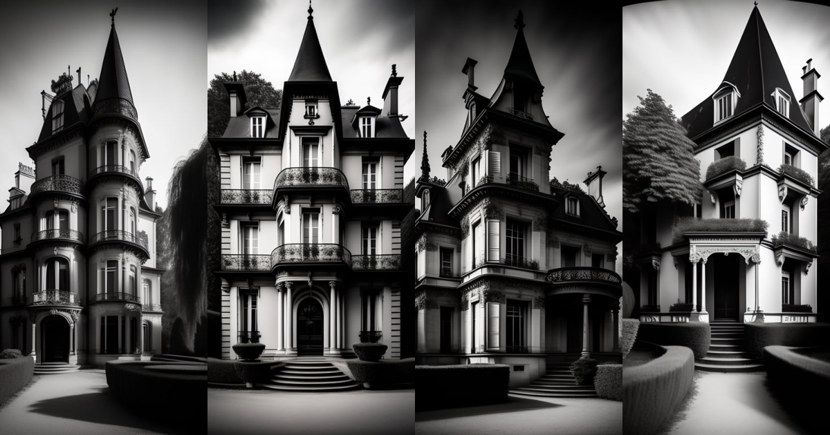 Lexica - Black and white camera obscura image of creepy mansion, 1910s ...