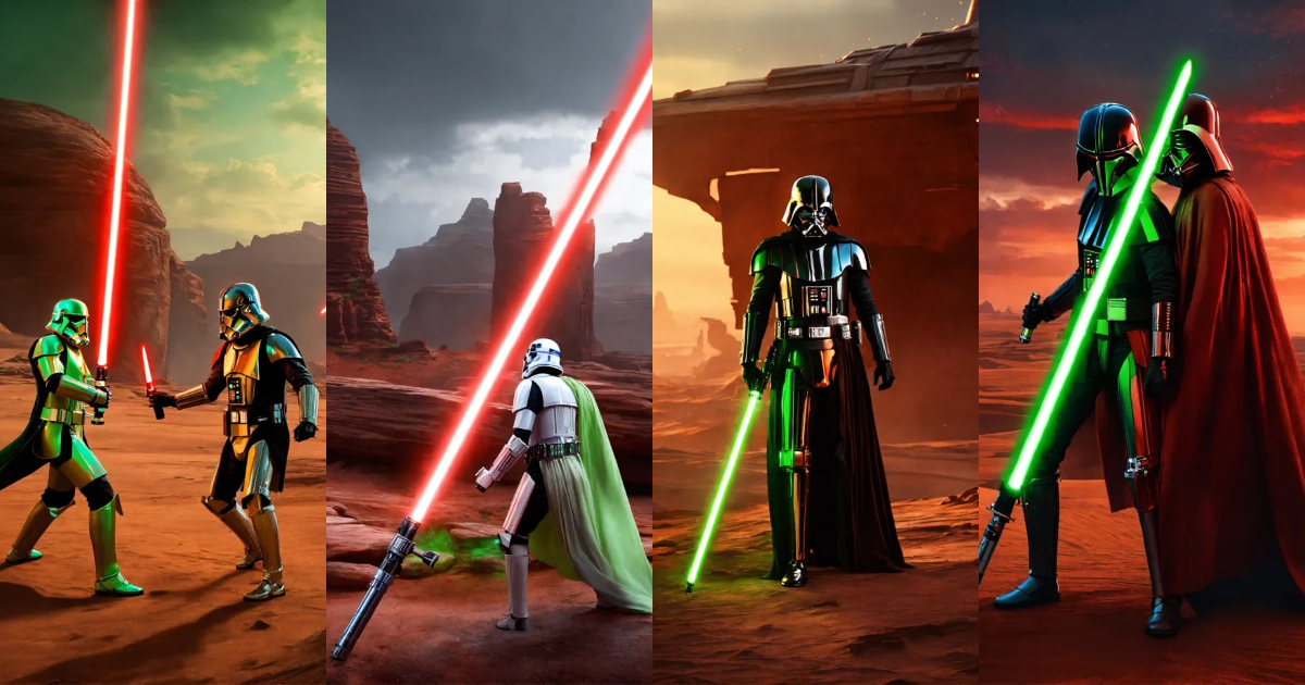 Lexica - "A photorealistic depiction of two iconic Star Wars ...